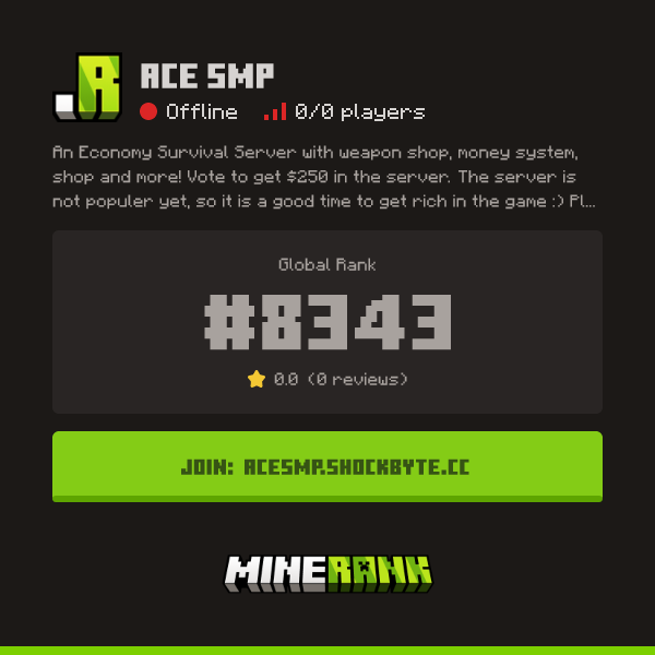 Ace SMP Server IP, Reviews and Vote Link - Minerank