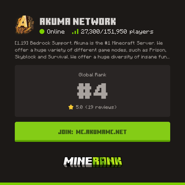 Akuma Network Server IP, Reviews and Vote Link - Minerank