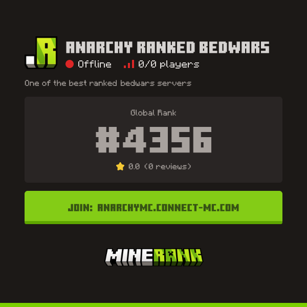 Anarchy Ranked BedWars Server IP, Reviews and Vote Link - Minerank