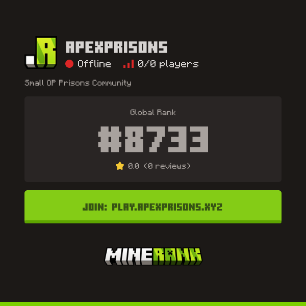 ApexPrisons Server IP, Reviews and Vote Link - Minerank