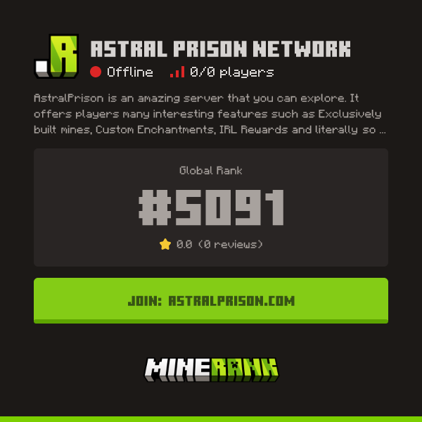 Astral Prison Network Server IP, Reviews and Vote Link - Minerank