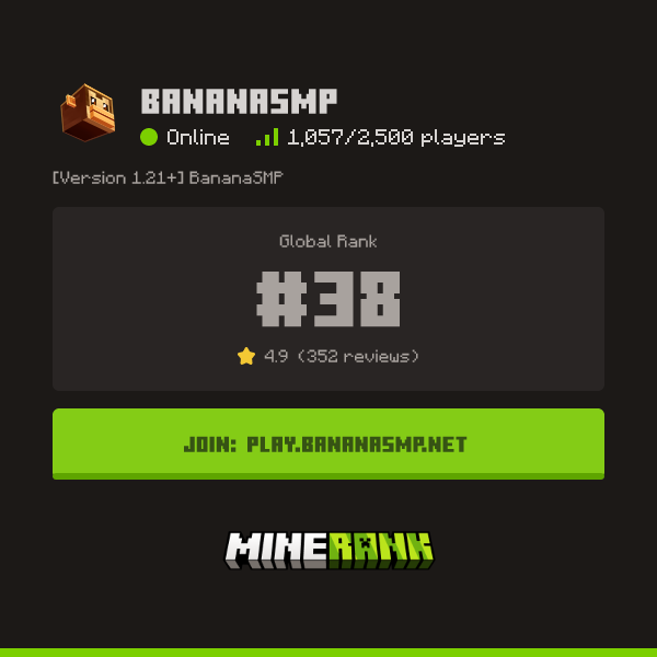 Send Your Vote & Review for BananaSMP - Minerank