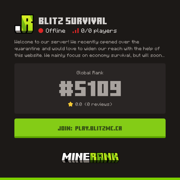 Blitz Survival Server IP, Reviews and Vote Link - Minerank