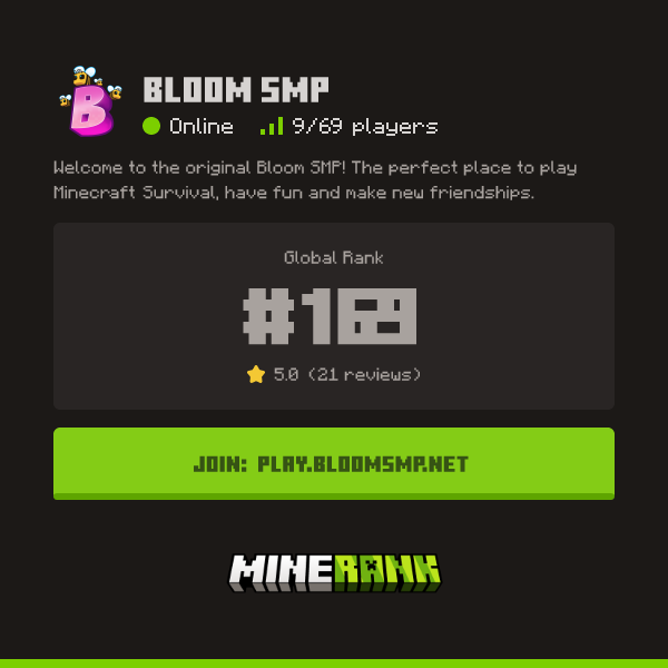 Bloom SMP Server IP, Reviews and Vote Link - Minerank