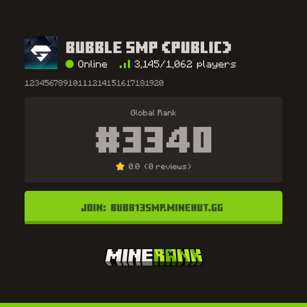 Bubble SMP (Public) Server IP, Reviews and Vote Link - Minerank