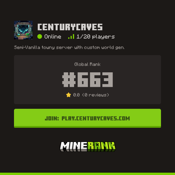 CenturyCaves Server IP, Reviews and Vote Link - Minerank