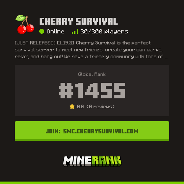 Cherry Survival Server IP, Reviews and Vote Link - Minerank