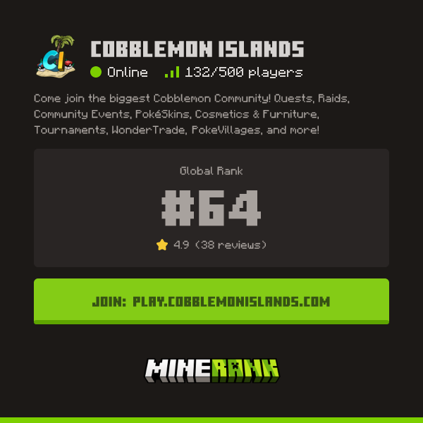 Cobblemon Islands Server IP, Reviews and Vote Link - Minerank