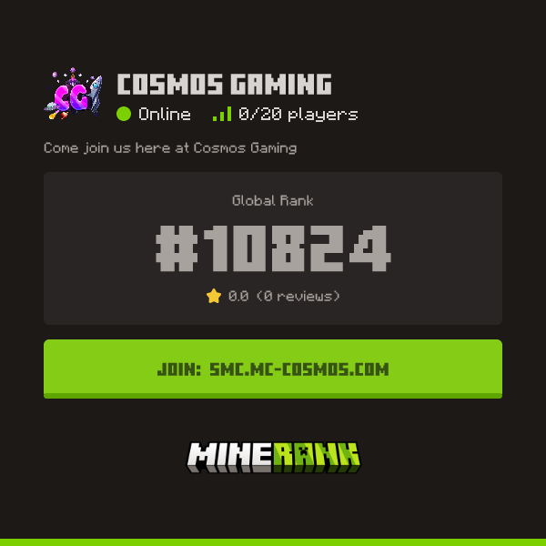 Cosmos Gaming Server IP, Reviews and Vote Link - Minerank