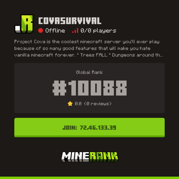 CovaSurvival Server IP, Reviews and Vote Link - Minerank