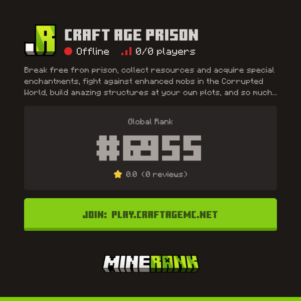 Craft Age Prison Server IP, Reviews and Vote Link - Minerank