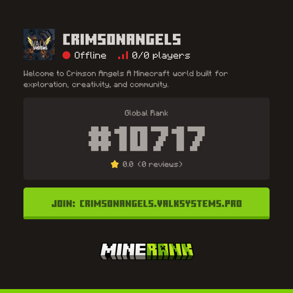 CrimsonAngels Server IP, Reviews and Vote Link - Minerank