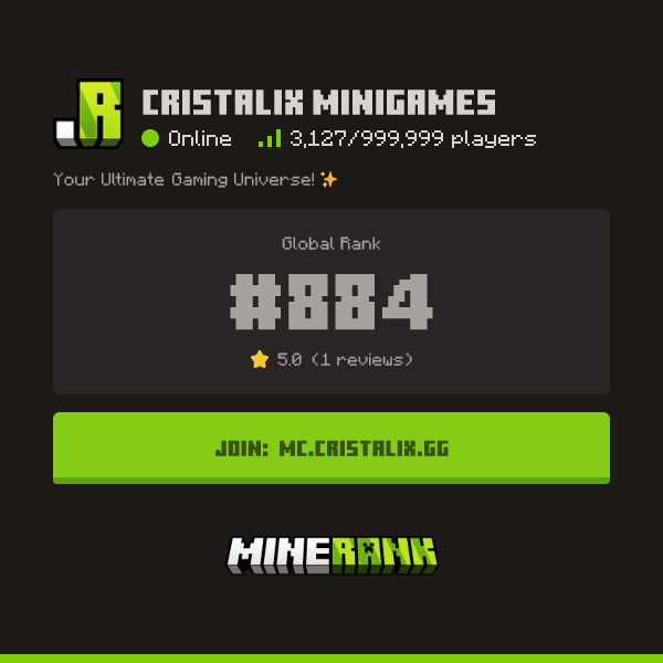 CRISTALIX MINIGAMES Server IP, Reviews and Vote Link - Minerank