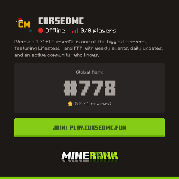 CursedMc Minecraft Server Reviews - Minerank