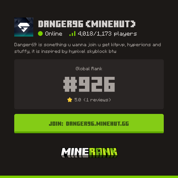 danger96 (minehut) Server IP, Reviews and Vote Link - Minerank