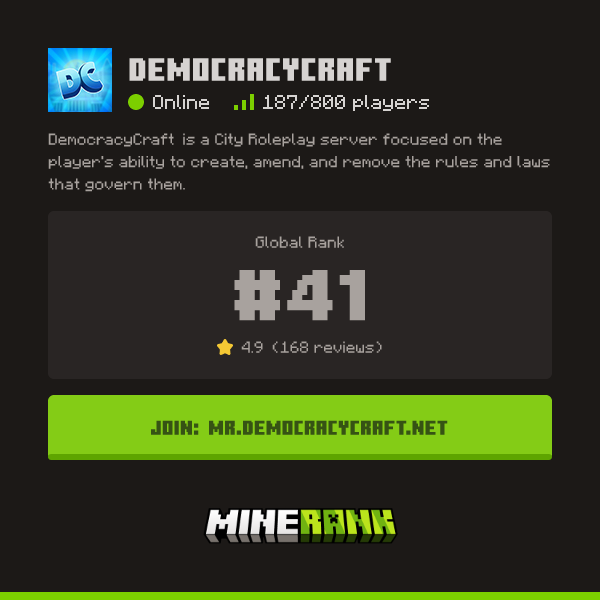 Send Your Vote & Review for DemocracyCraft - Minerank