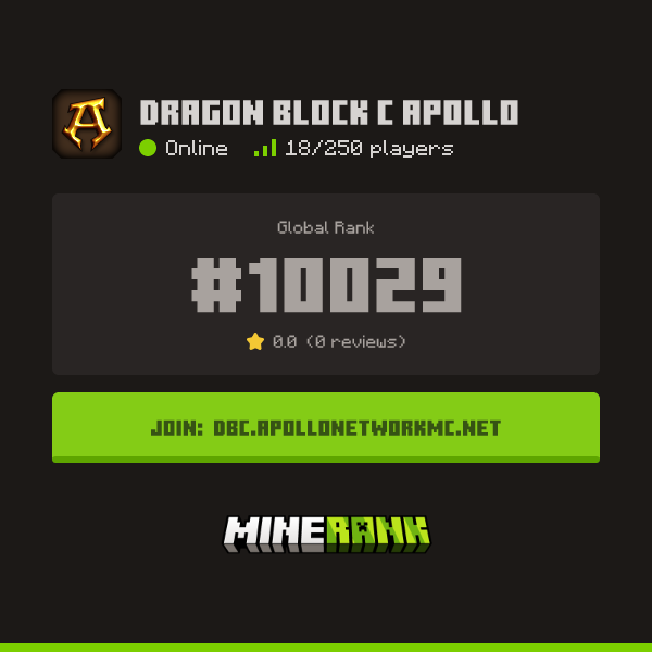 Dragon Block C Apollo Server IP, Reviews and Vote Link - Minerank