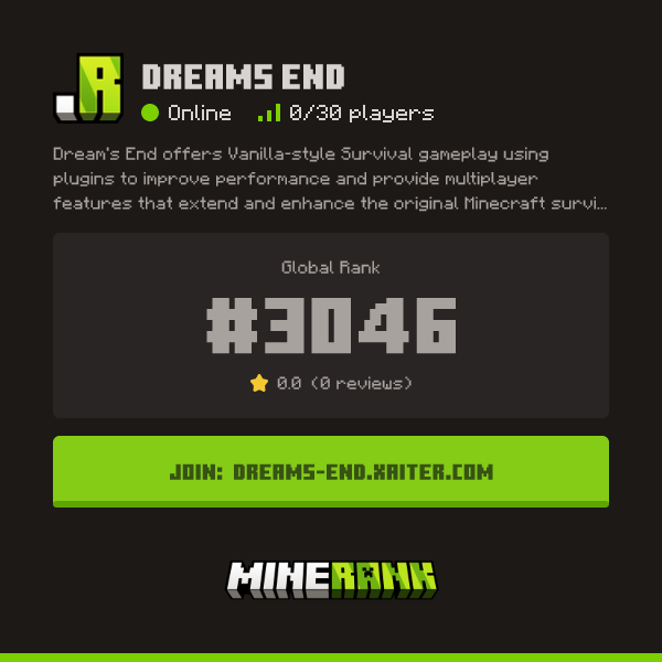 Dreams End Server IP, Reviews and Vote Link - Minerank