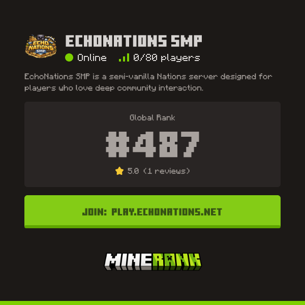 EchoNations SMP Server IP, Reviews and Vote Link - Minerank