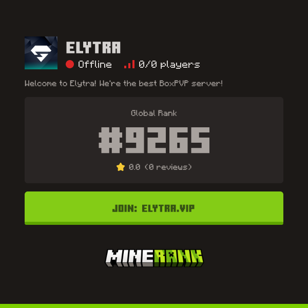 Elytra Server IP, Reviews and Vote Link - Minerank