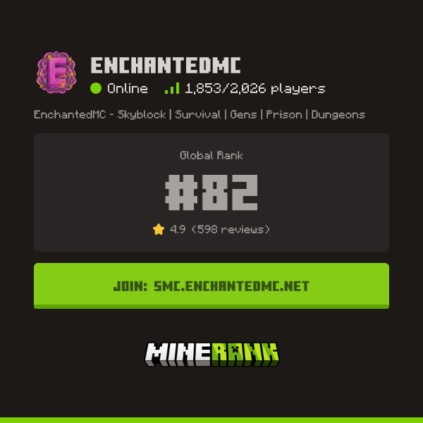 EnchantedMC Server IP, Reviews and Vote Link - Minerank