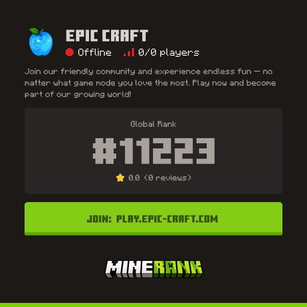 Epic Craft Server IP, Reviews and Vote Link - Minerank