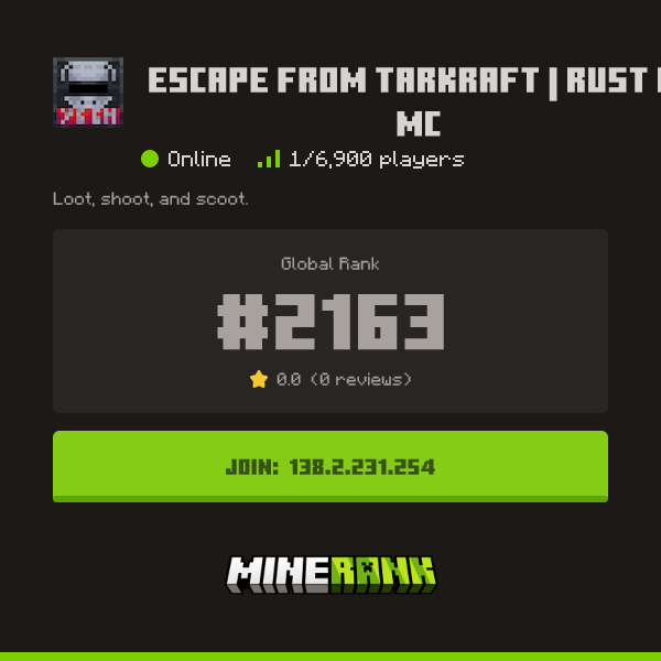 Escape From Tarkraft | Rust in MC Server IP, Reviews and Vote Link ...