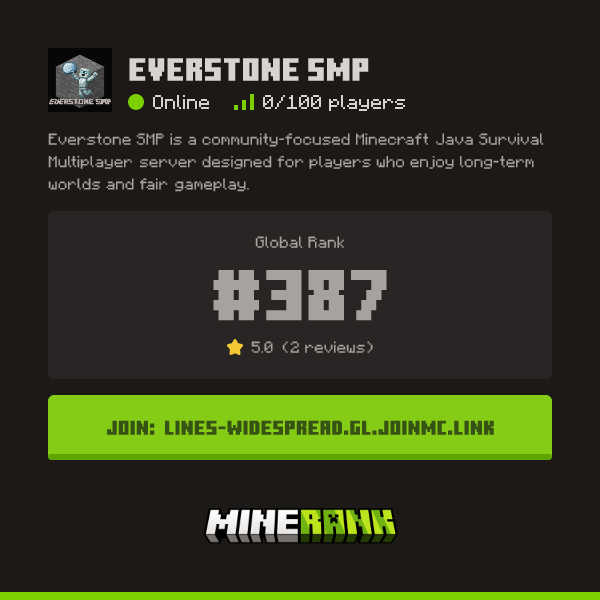 Everstone SMP Server IP, Reviews and Vote Link - Minerank