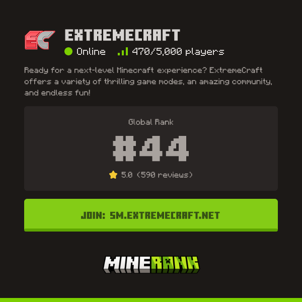 ExtremeCraft Server IP, Reviews and Vote Link - Minerank