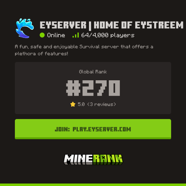 EyServer | Home of Eystreem Server IP, Reviews and Vote Link - Minerank