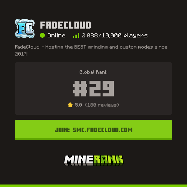 FadeCloud Server IP, Reviews and Vote Link - Minerank