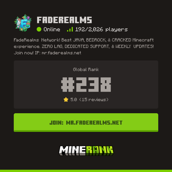 FadeRealms Minecraft Server Reviews - Minerank
