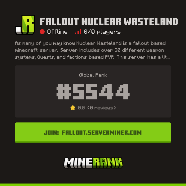 Fallout Nuclear Wasteland Server IP, Reviews and Vote Link - Minerank