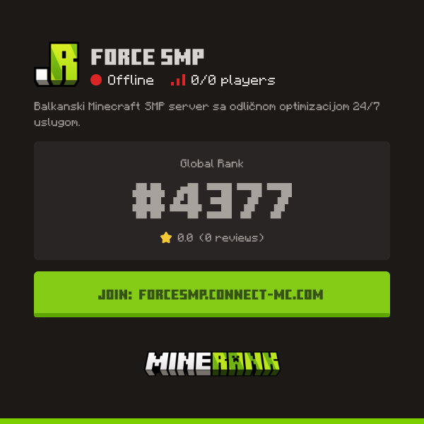 Force SMP Server IP, Reviews and Vote Link - Minerank