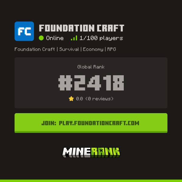 Foundation Craft Server IP, Reviews and Vote Link - Minerank