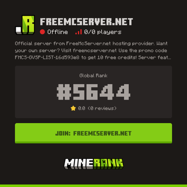FreeMcServer.net Server IP, Reviews and Vote Link - Minerank