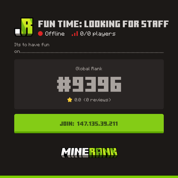 Fun Time: Looking for staff Server IP, Reviews and Vote Link - Minerank