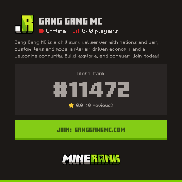 Gang Gang MC Server IP, Reviews and Vote Link - Minerank