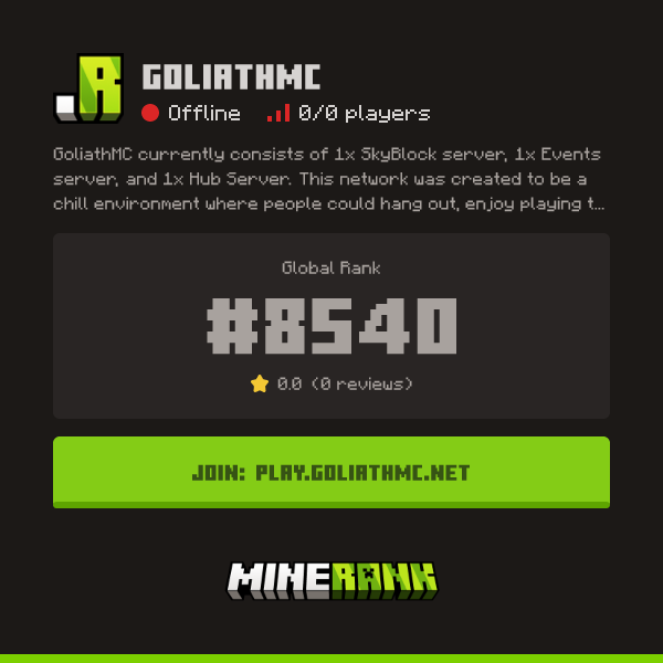 GoliathMC Server IP, Reviews and Vote Link - Minerank