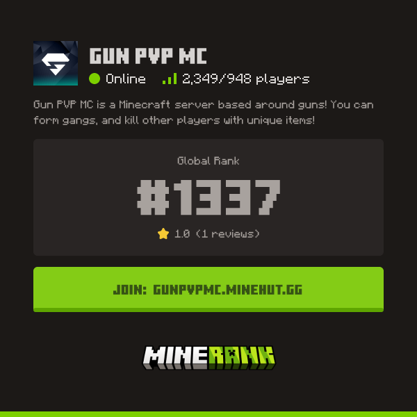 Gun PVP MC Server IP, Reviews and Vote Link - Minerank