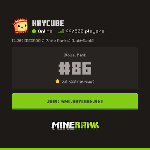 HayCube Server IP, Reviews and Vote Link - Minerank