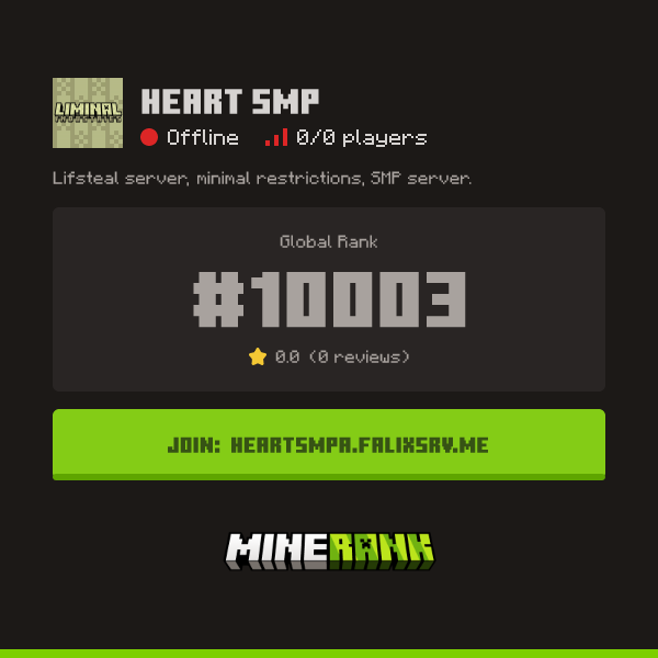 Heart SMP Server IP, Reviews and Vote Link - Minerank