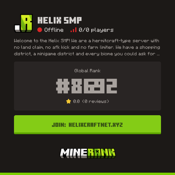Helix SMP Server IP, Reviews and Vote Link - Minerank