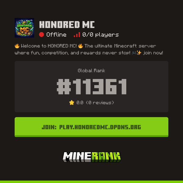 Honored mc Server IP, Reviews and Vote Link - Minerank