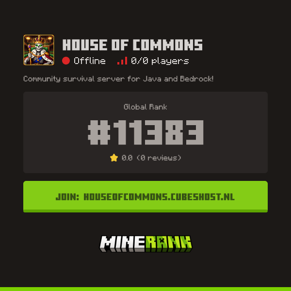 Send Your Vote & Review for House of Commons - Minerank