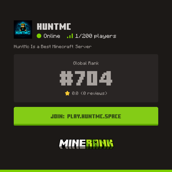 HuntMc Server IP, Reviews and Vote Link - Minerank