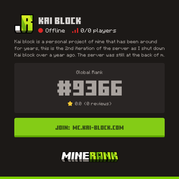 Kai Block Minecraft Server Reviews - Minerank
