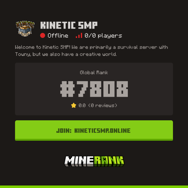 Kinetic SMP Server IP, Reviews and Vote Link - Minerank
