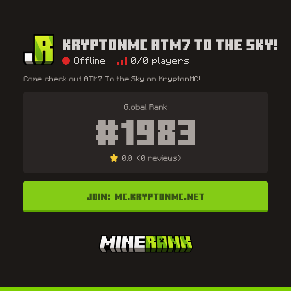 KryptonMC ATM7 To the Sky! Server IP, Reviews and Vote Link - Minerank