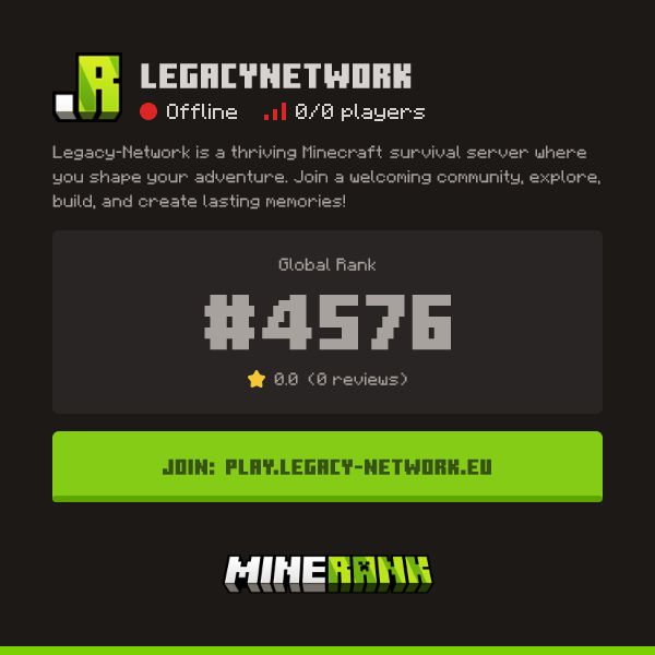 LegacyNetwork Server IP, Reviews and Vote Link - Minerank